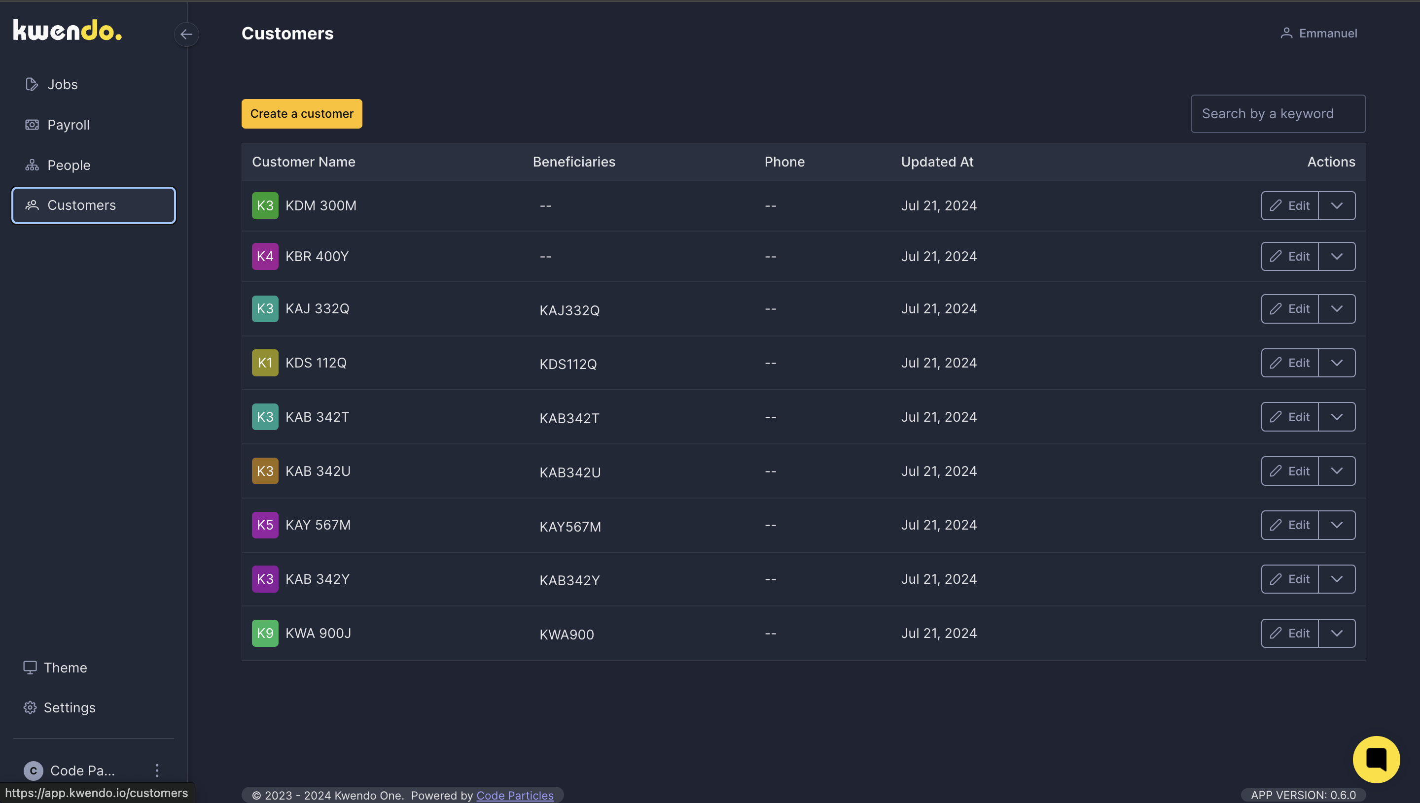 Customers | Kwendo Docs